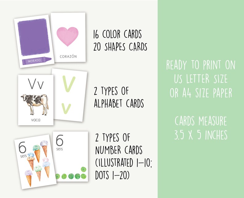 Spanish Educational Flash Cards Bundle, Colors Flash Cards, Shapes ...