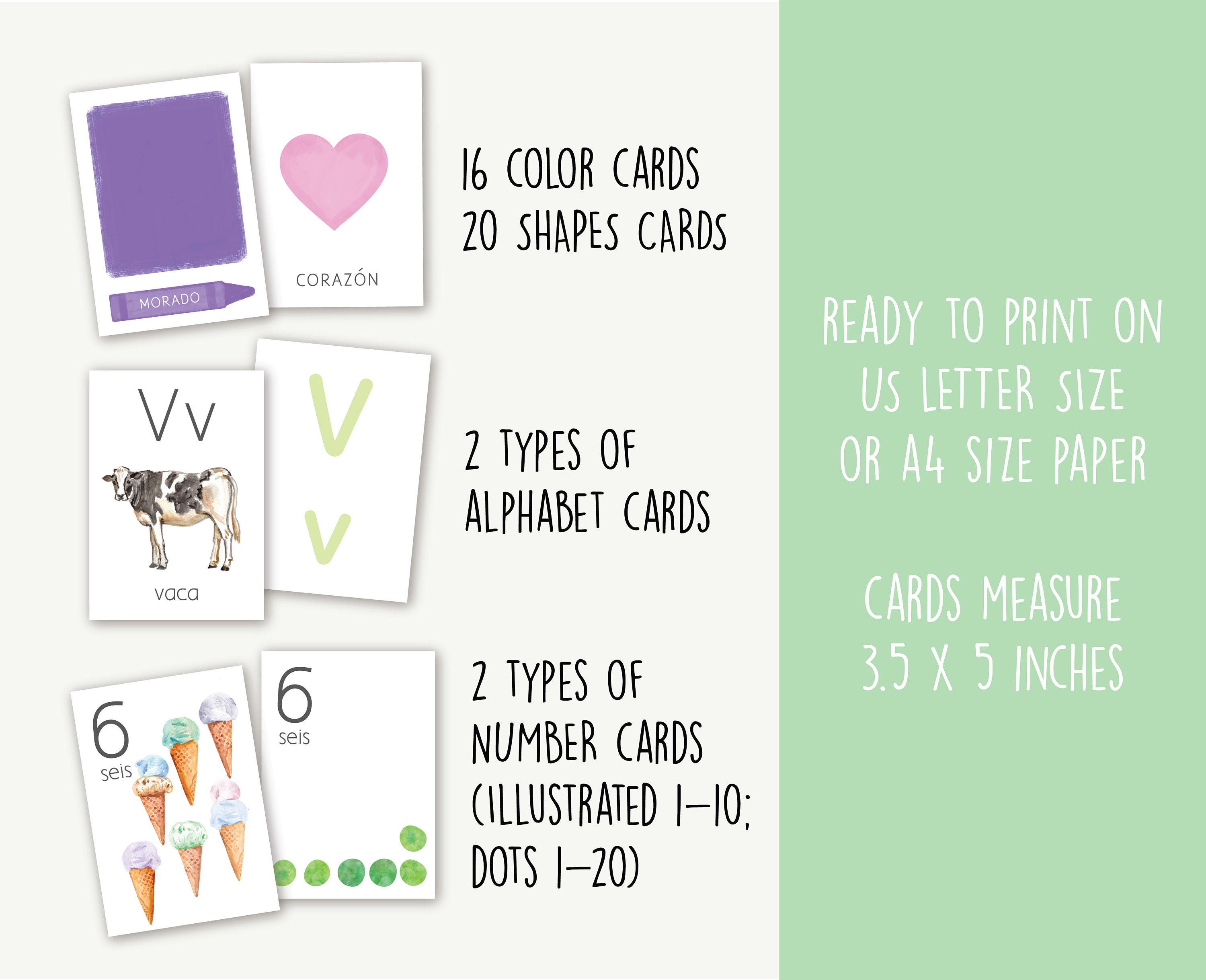 Spanish Educational Flash Cards Bundle, Colors Flash Cards, Shapes ...