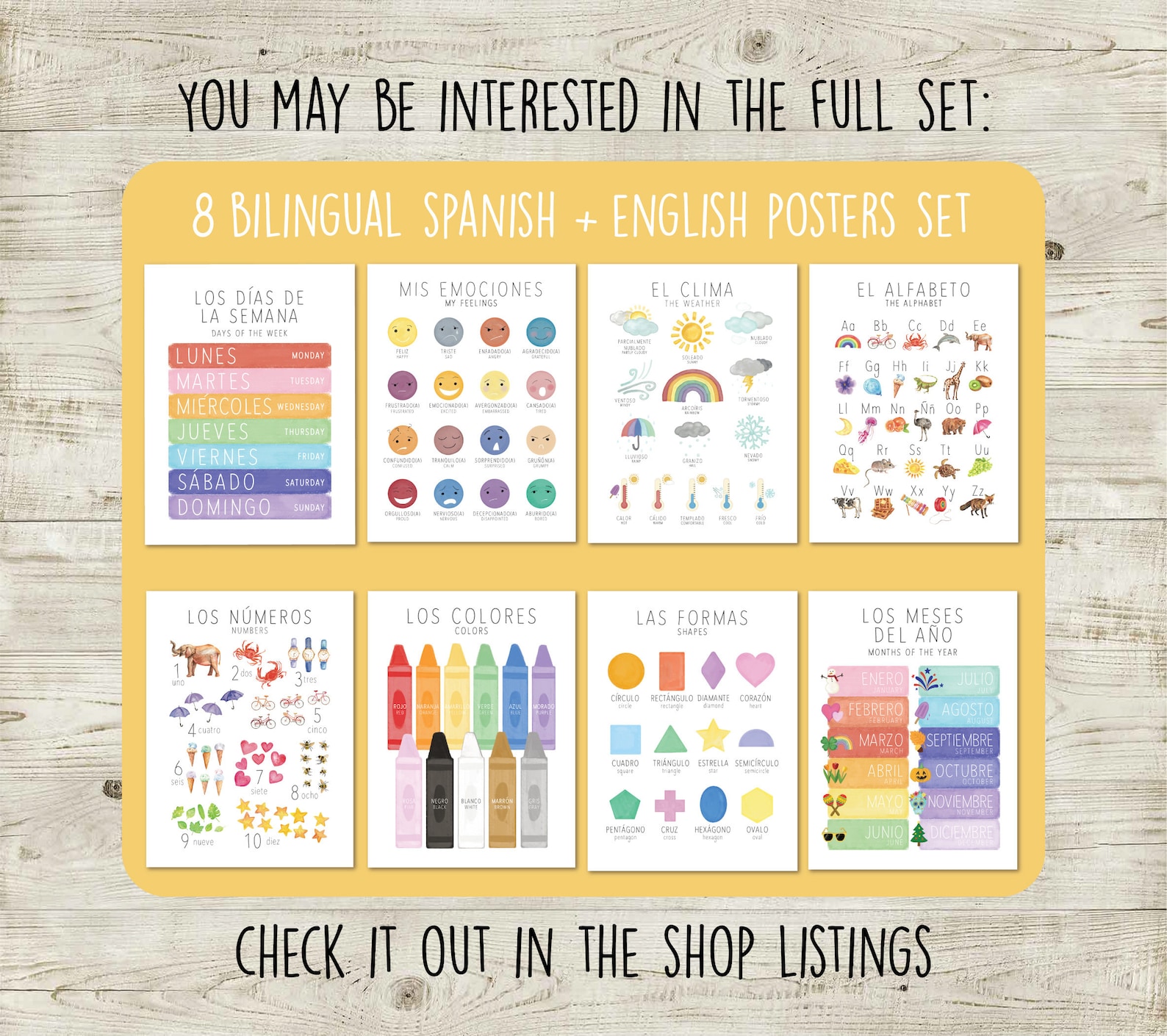 SPANISH Bilingual Days of the Week, Months of the Year Poster ...