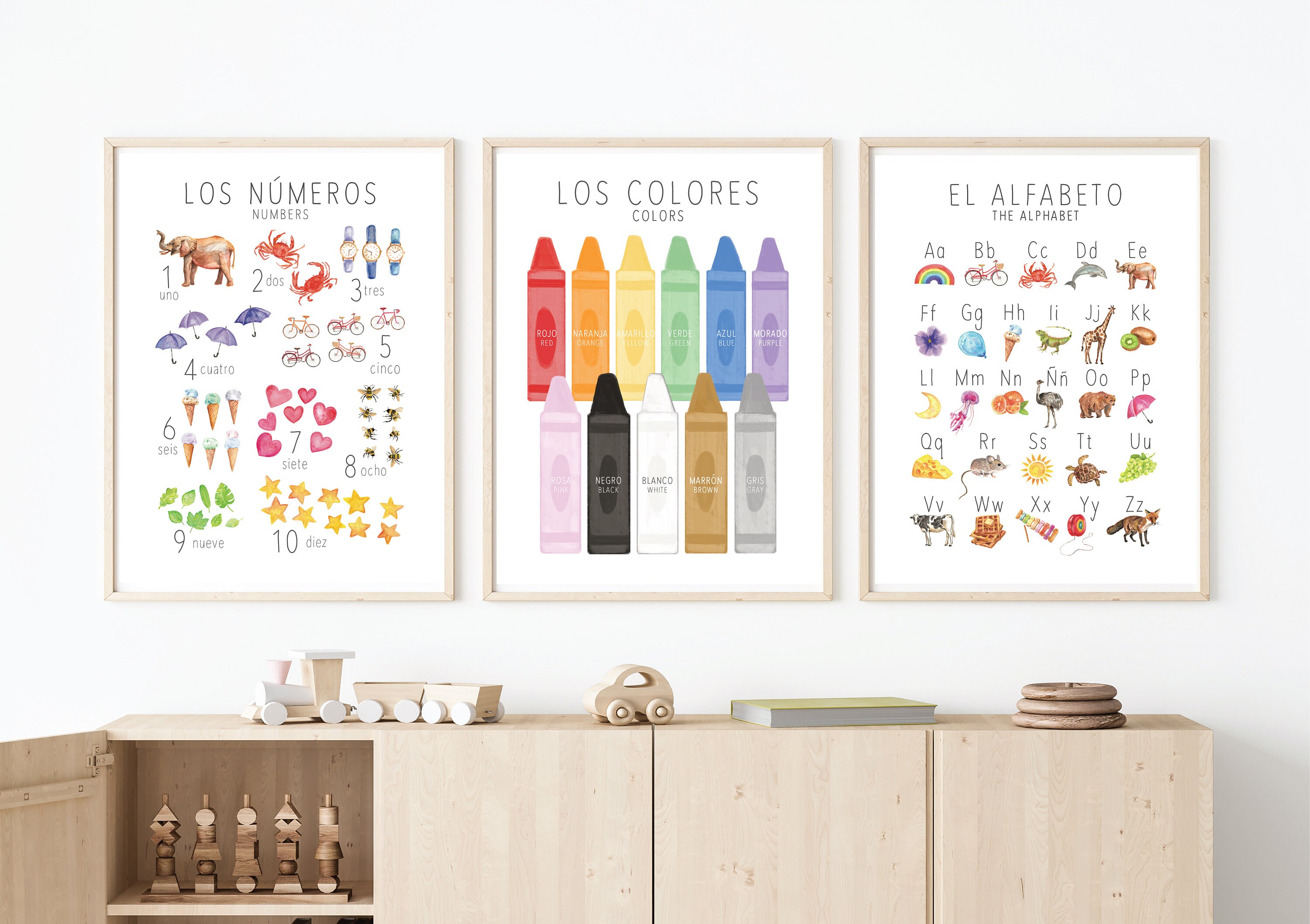 8 Bilingual Spanish Educational Posters Set for Kids and - Etsy