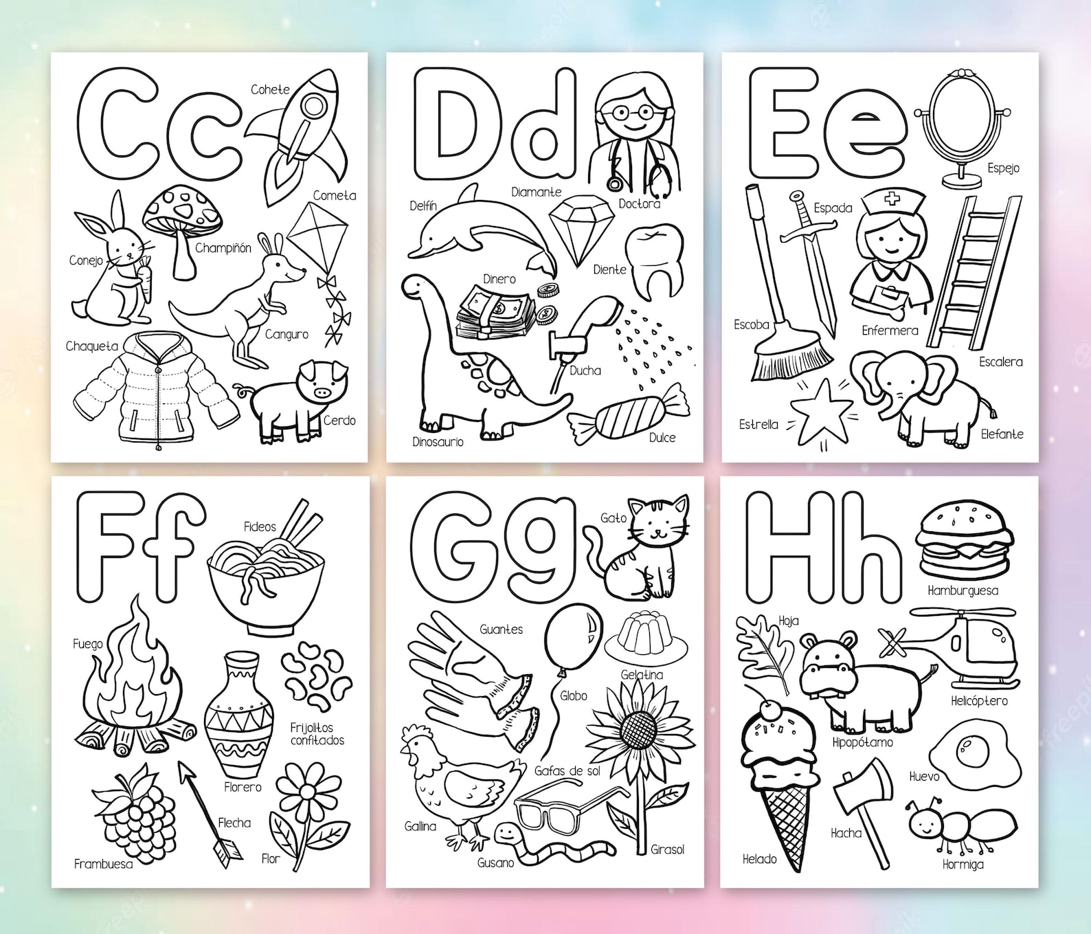 SPANISH Printable Alphabet Coloring Pages Worksheets, ABC Colouring ...