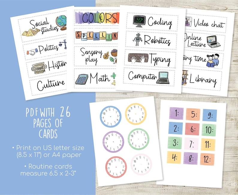 Visual School Schedule Toddler Kids, Homeschool School Subjects ...