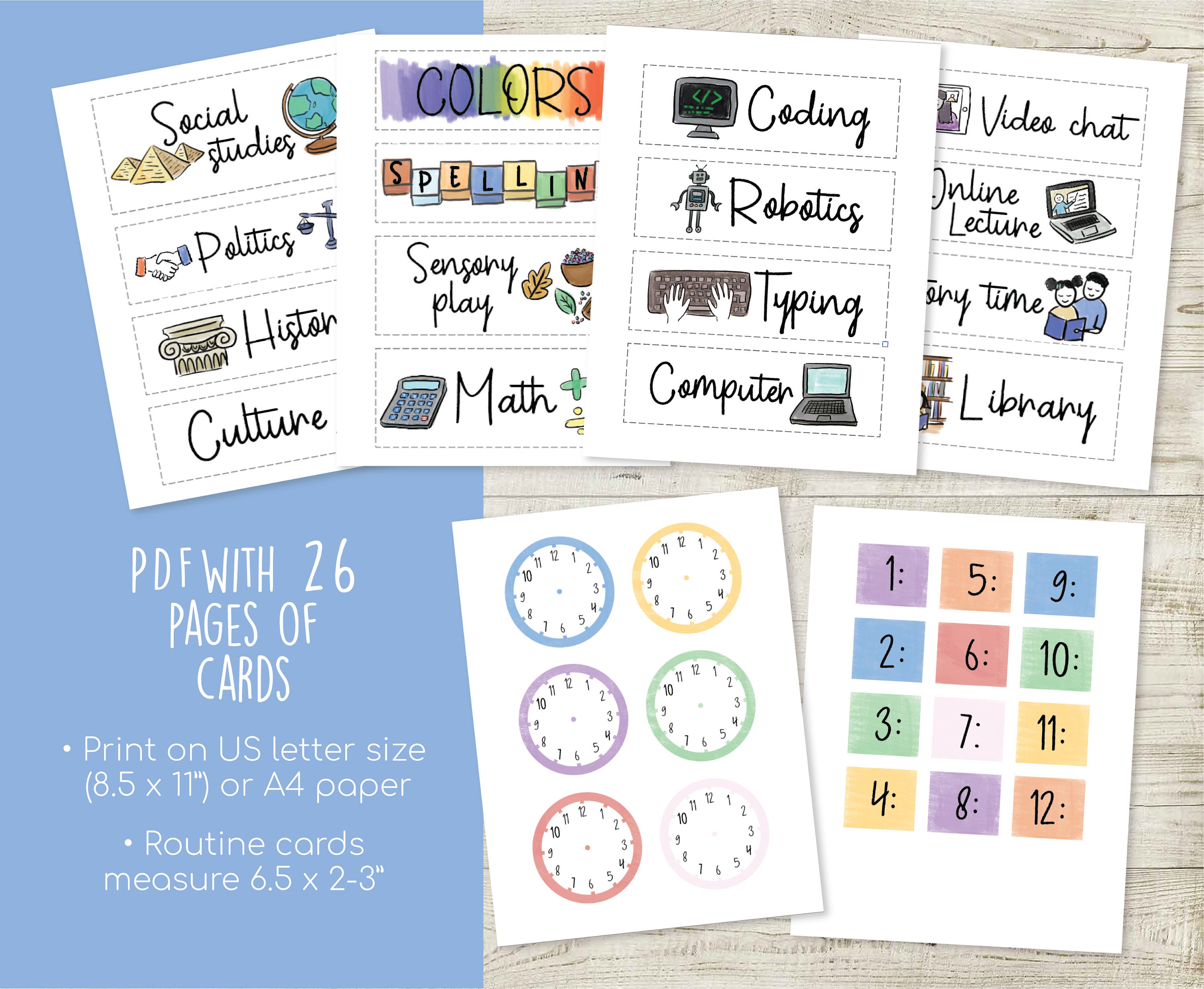 Visual School Schedule Toddler Kids, Homeschool School Subjects ...