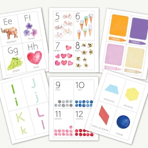 Preschool Educational Flash Cards Bundle, Colors Flash Cards, Shapes ...