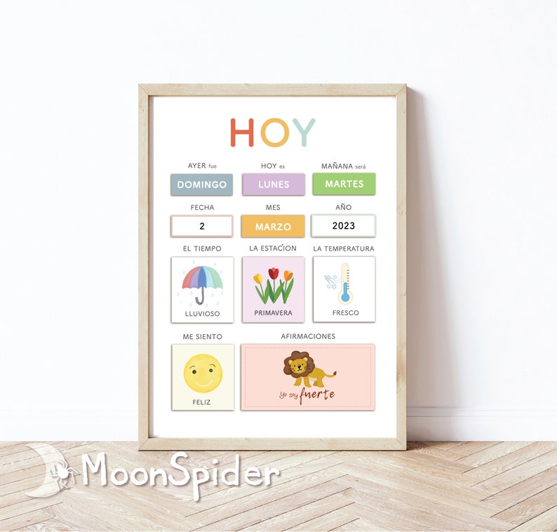 SPANISH Daily Morning Board, Days of the Week, Learning Calendar, Date ...