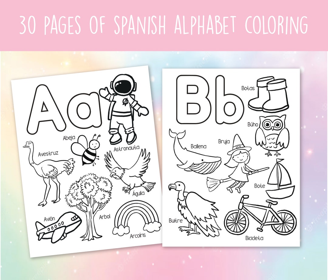 SPANISH Printable Alphabet Coloring Pages Worksheets, ABC Colouring ...