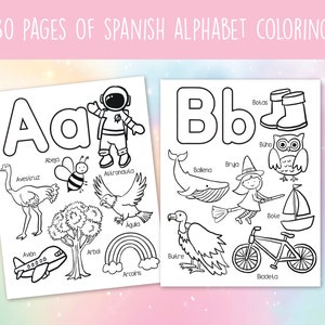 SPANISH Printable Alphabet Coloring Pages Worksheets, ABC Colouring ...