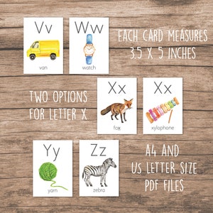 Alphabet Cards, Alphabet Flashcards, Watercolor Illustrations ...