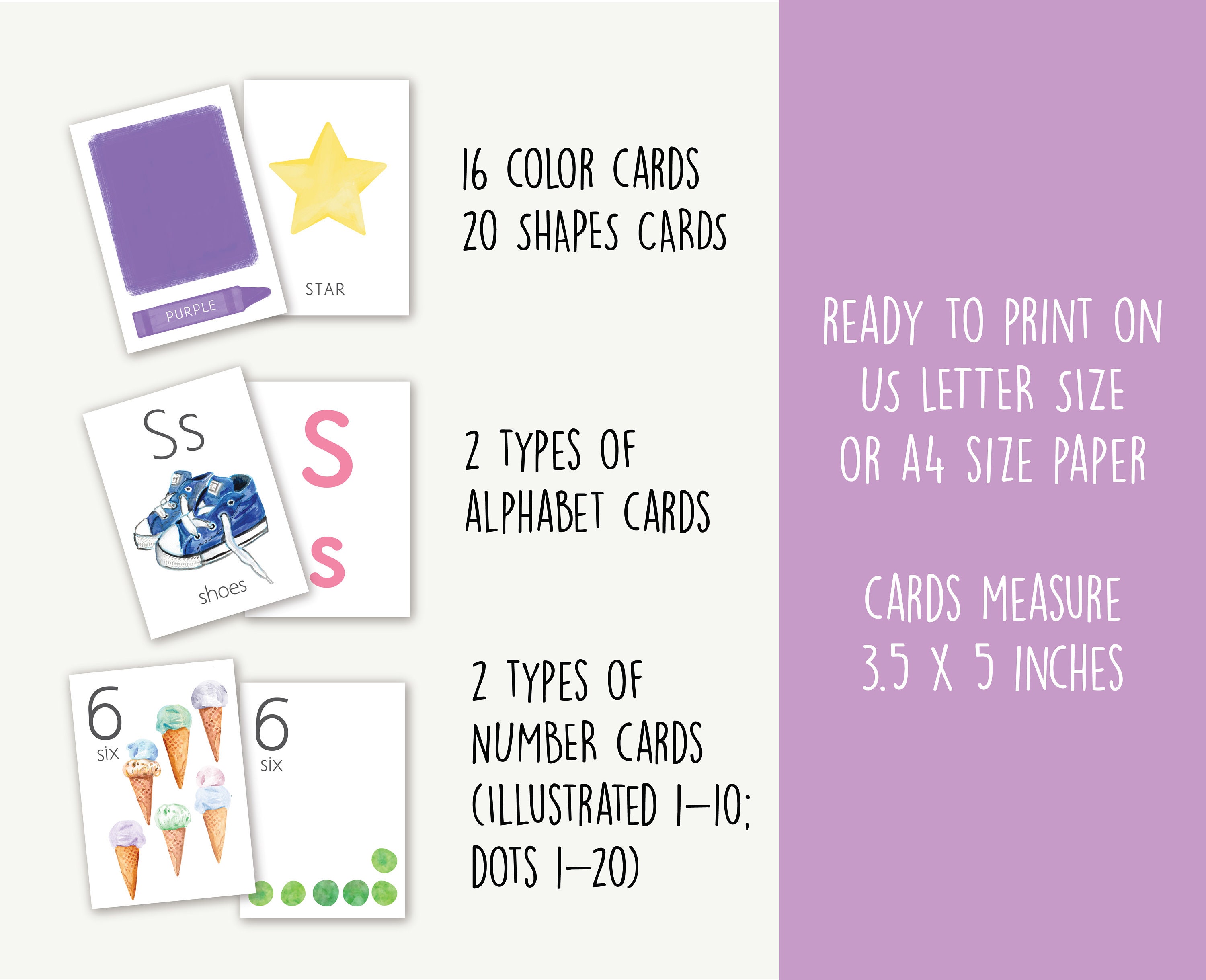 Preschool Educational Flash Cards Bundle, Colors Flash Cards, Shapes ...