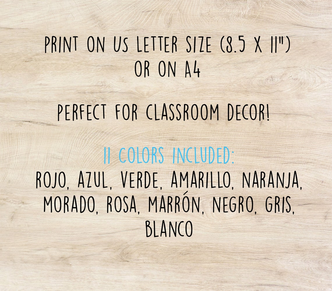 SPANISH Colors Posters, Los Colores Posters, Spanish Classroom Decor ...