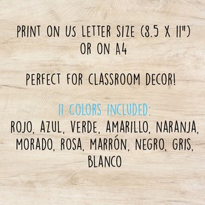 SPANISH Colors Posters, Los Colores Posters, Spanish Classroom Decor ...