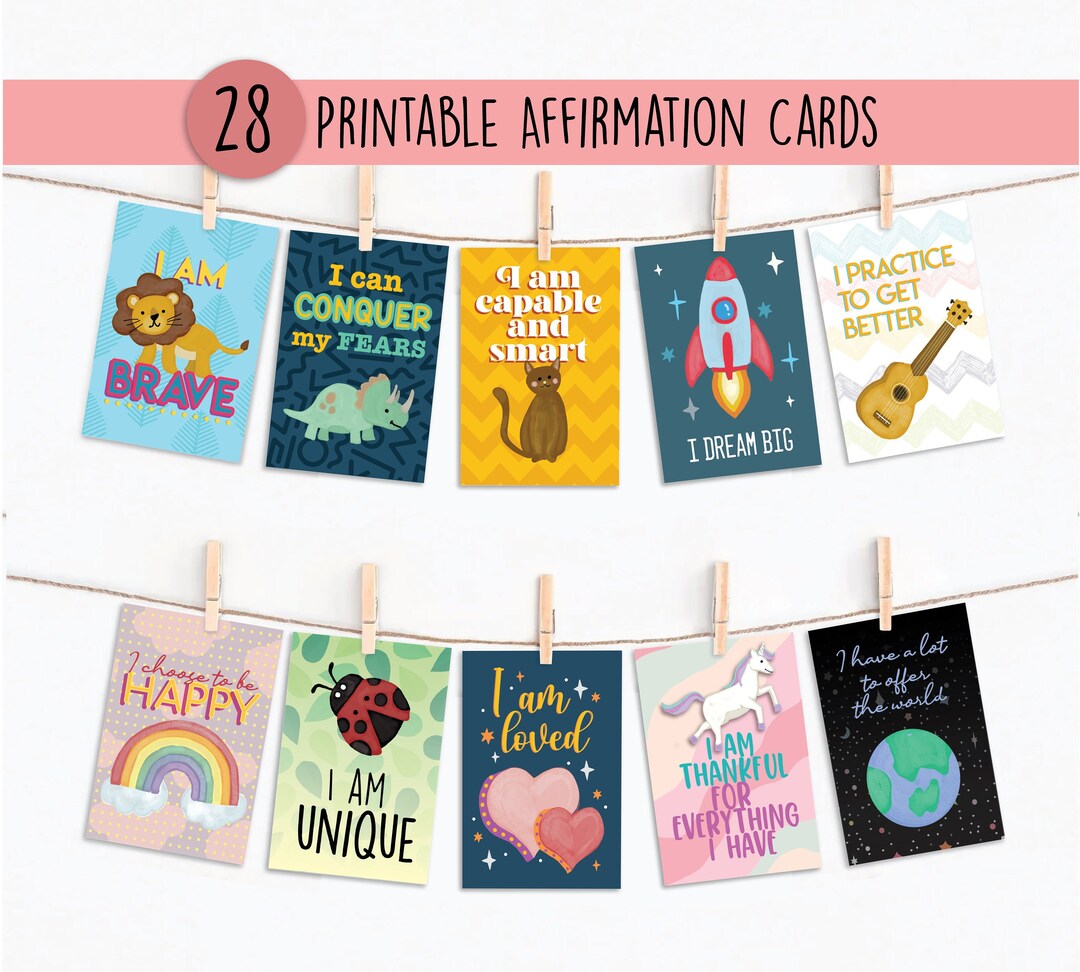 Positive Affirmation Cards for Kids, Motivational Cards, Positivity ...