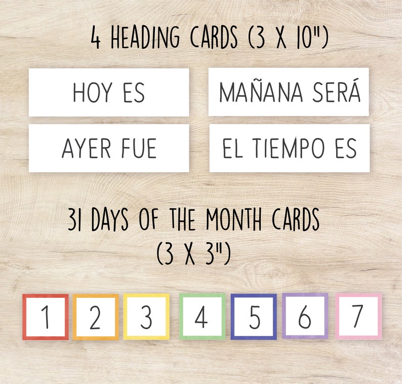 SPANISH Calendar Kit, Classroom Calendar, Pocket Calendar, El ...