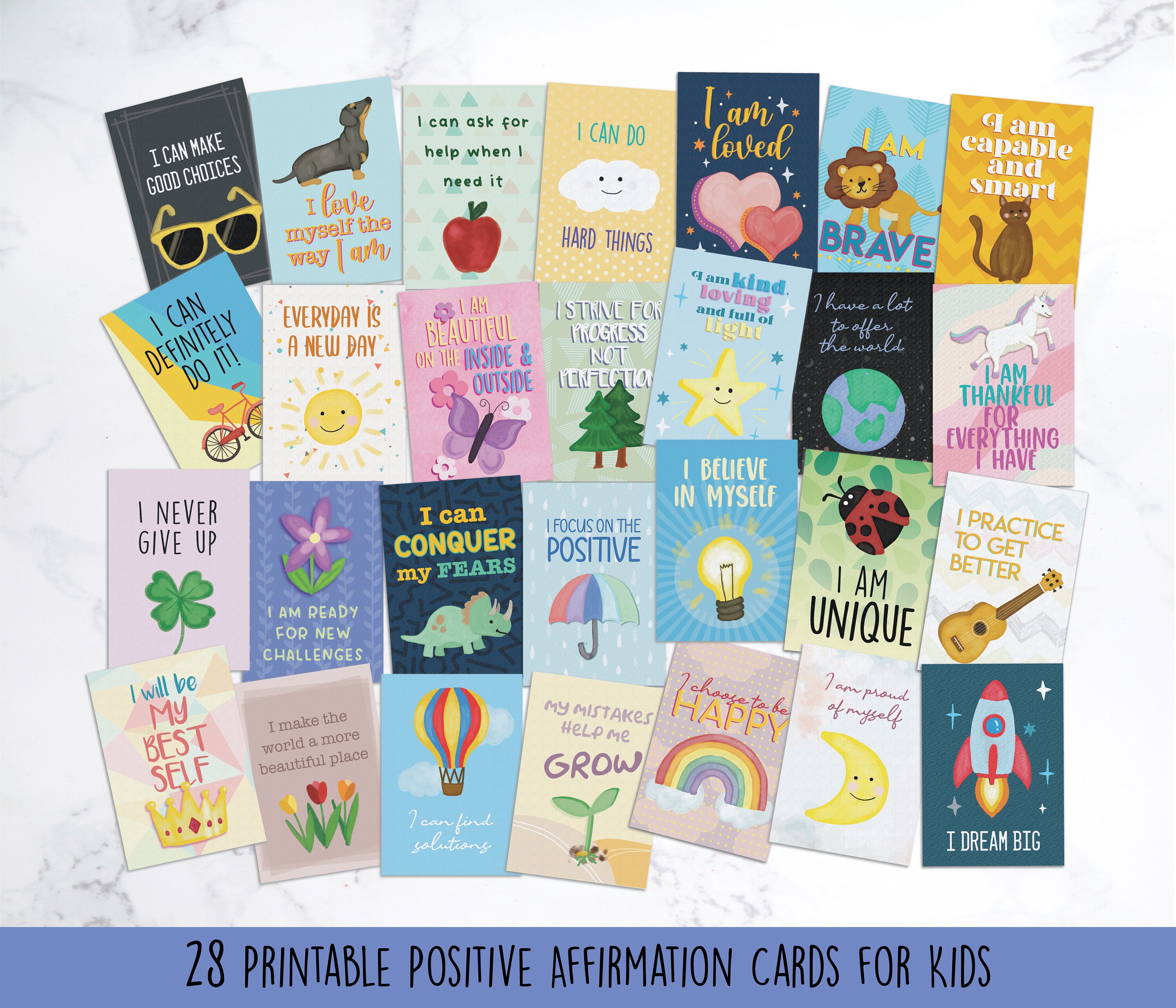 Positive Affirmation Cards for Kids, Motivational Cards, Positivity ...