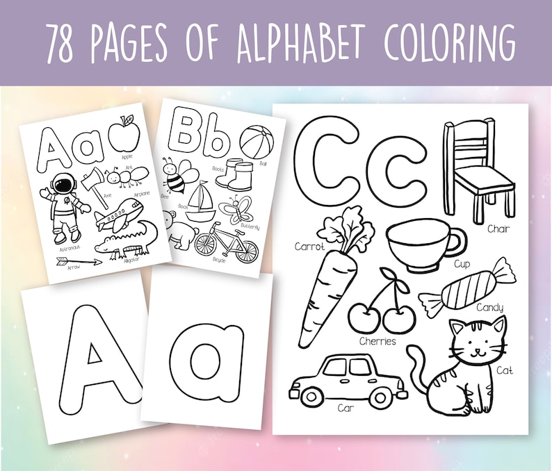 78 Printable Alphabet Coloring Pages Worksheets, Kids ABC Colouring ...