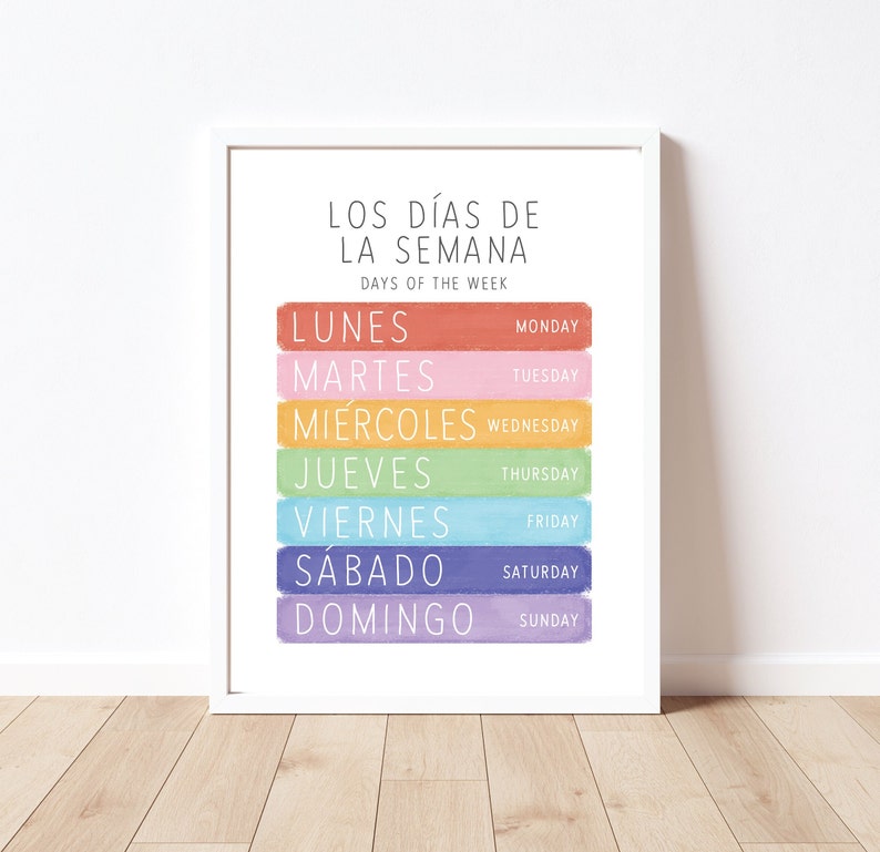 SPANISH Bilingual Days of the Week, Months of the Year Poster ...