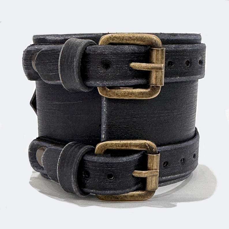 Johnny Depp Style Black Leather Bracelet , Vintage Men’s Wristband ...