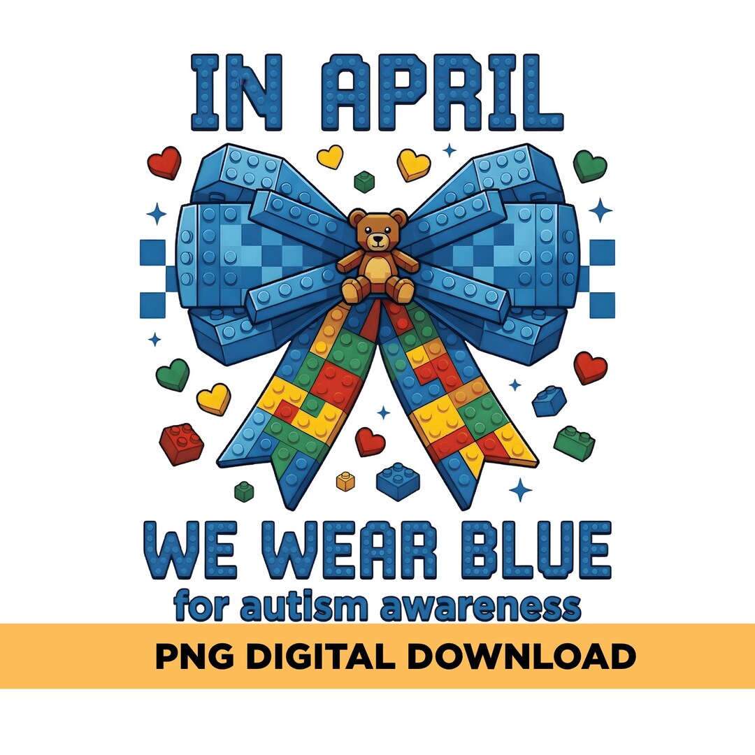 In April We Wear Blue PNG, Autism Awareness PNG, Neurodiversity ...