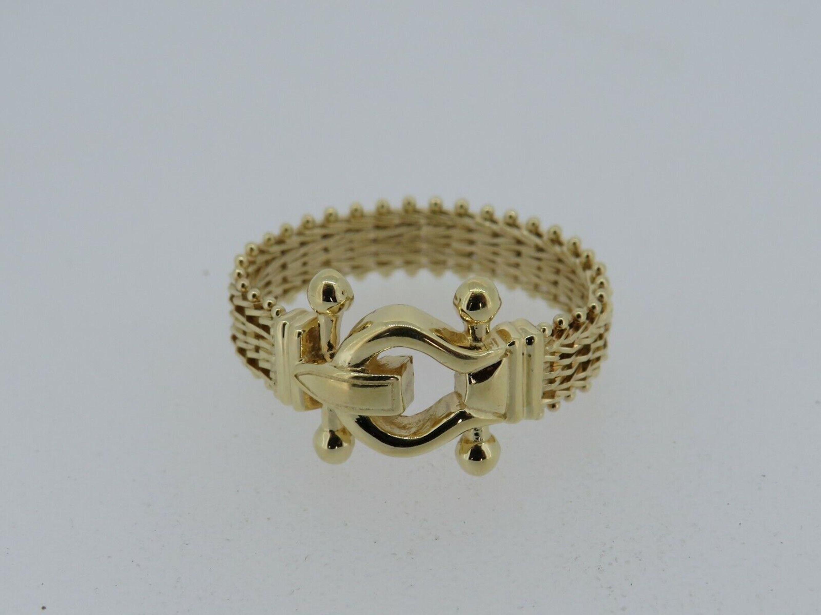 Solid Gold Riccio Mesh Buckle Ring, Personalizable Belt Buckle Ring ...