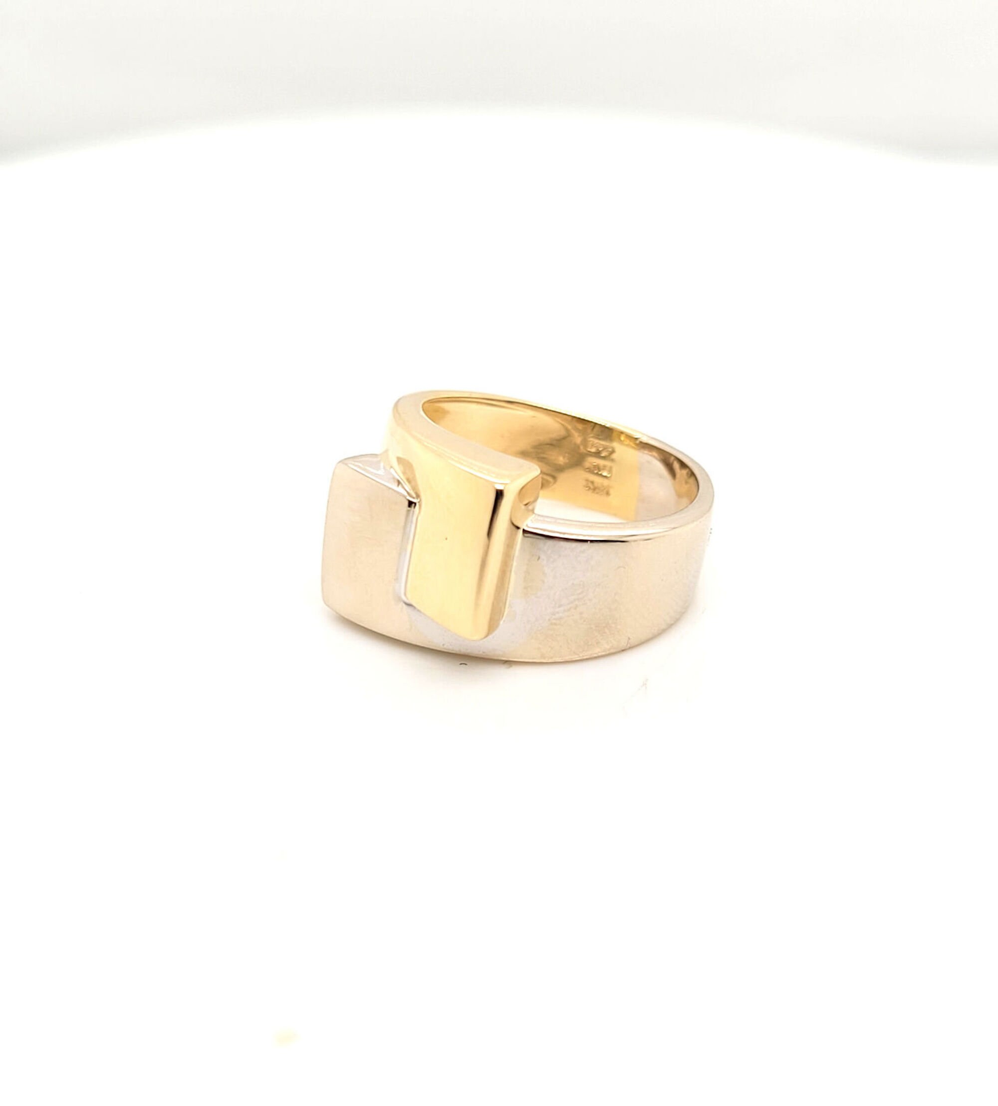 Solid Gold Intersection Band Ring, Personalizable Overlap Ring, Two ...