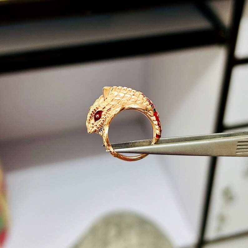 Solid Gold Snake Wrap Ring Enamel Cobra Ring Serpent Ring - Etsy