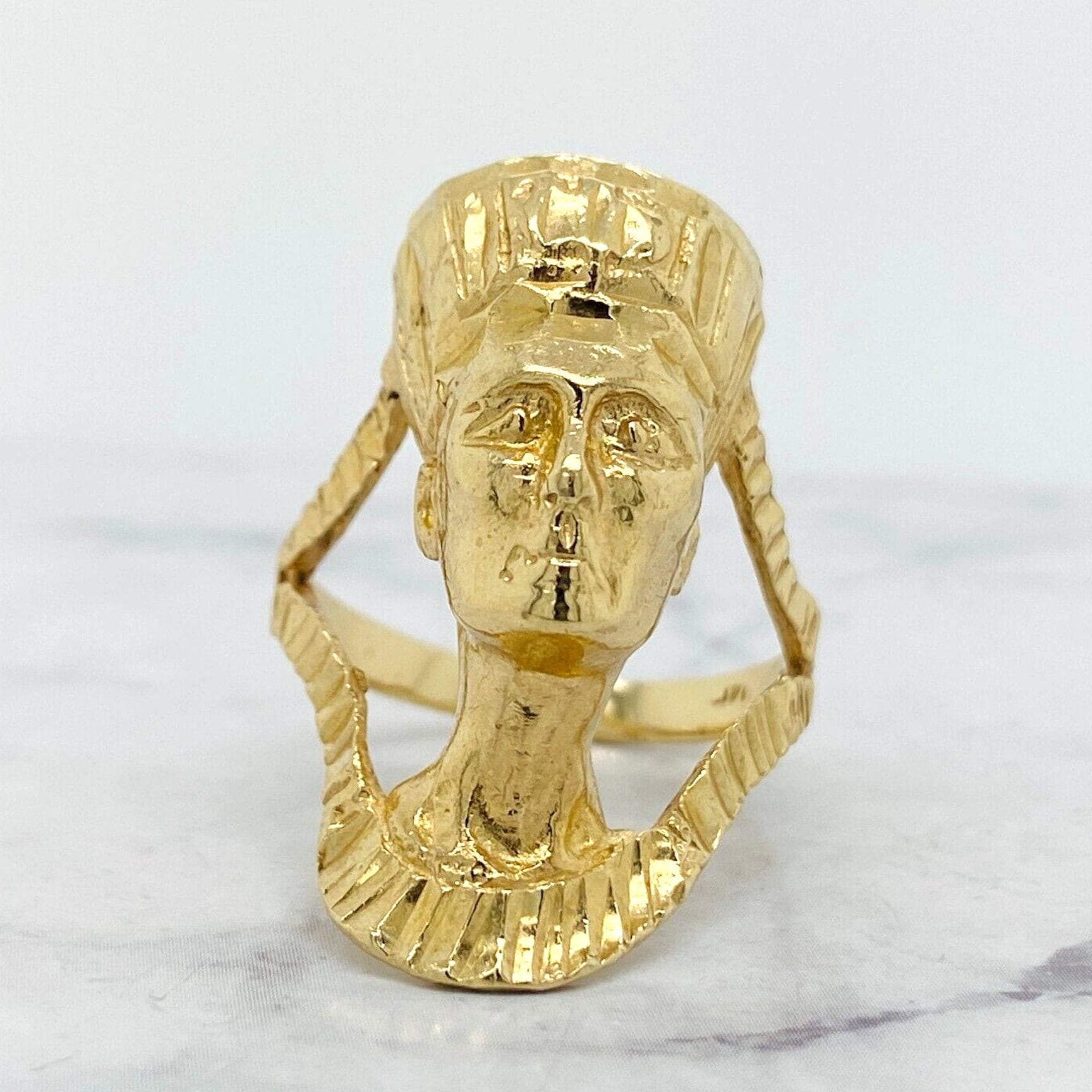 Solid Gold Egyptian Pharaoh Ring, Personalizable Royal Pharaoh Ring ...