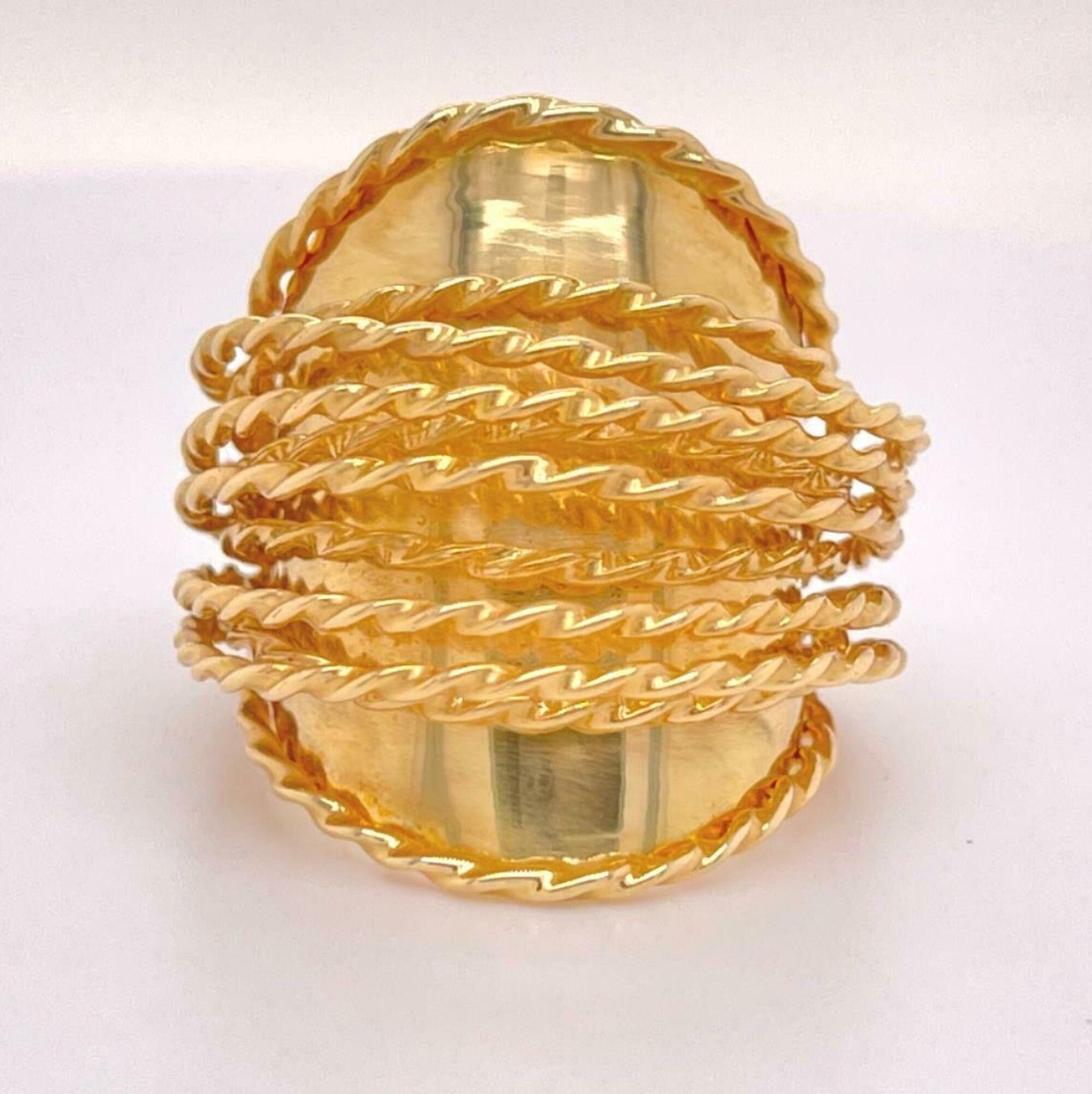 Solid Gold Wide Cigar Band Ring Personalizable Twisted Wire - Etsy