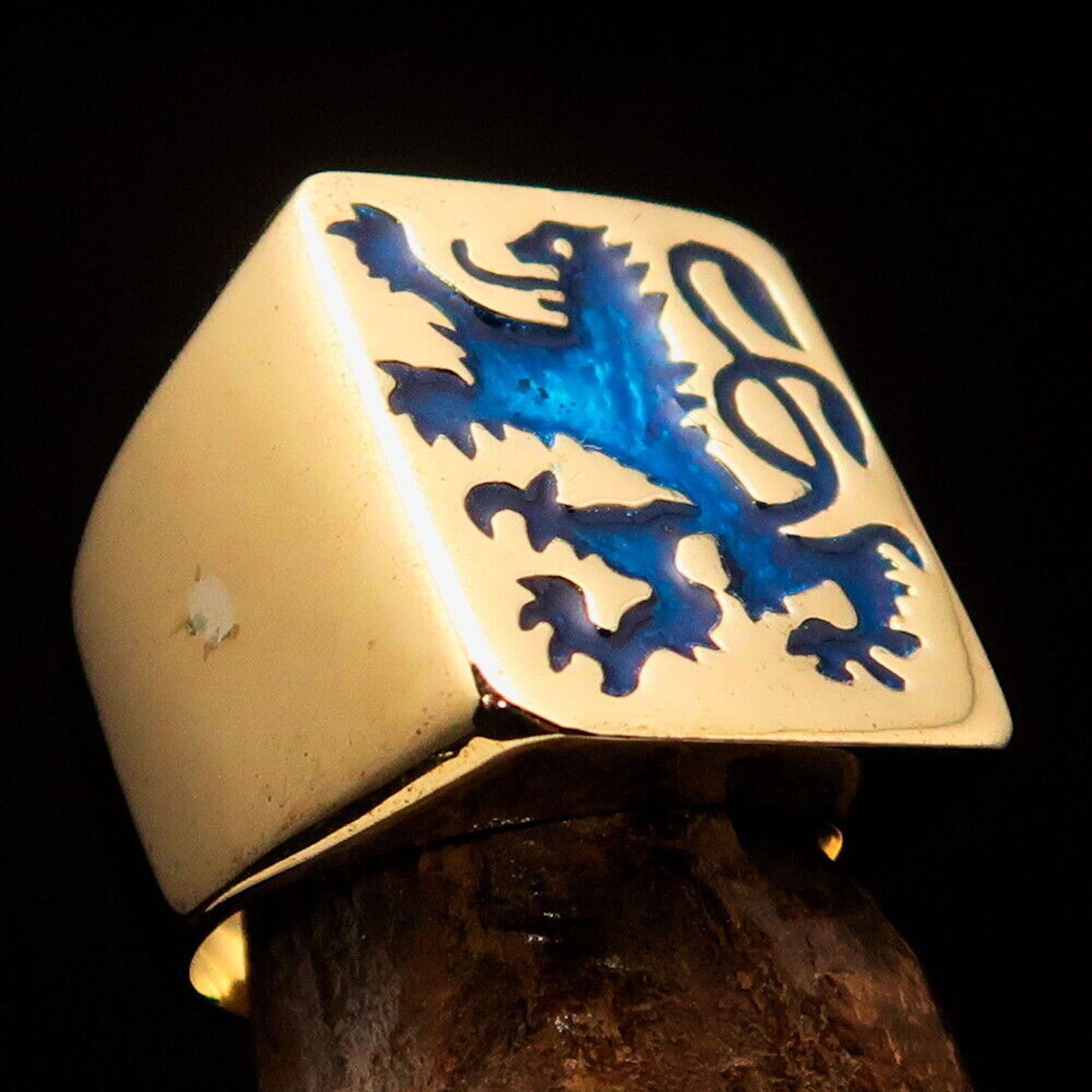 Solid Gold Rampant Lion Ring Scottish Coat of Arms Enamel - Etsy