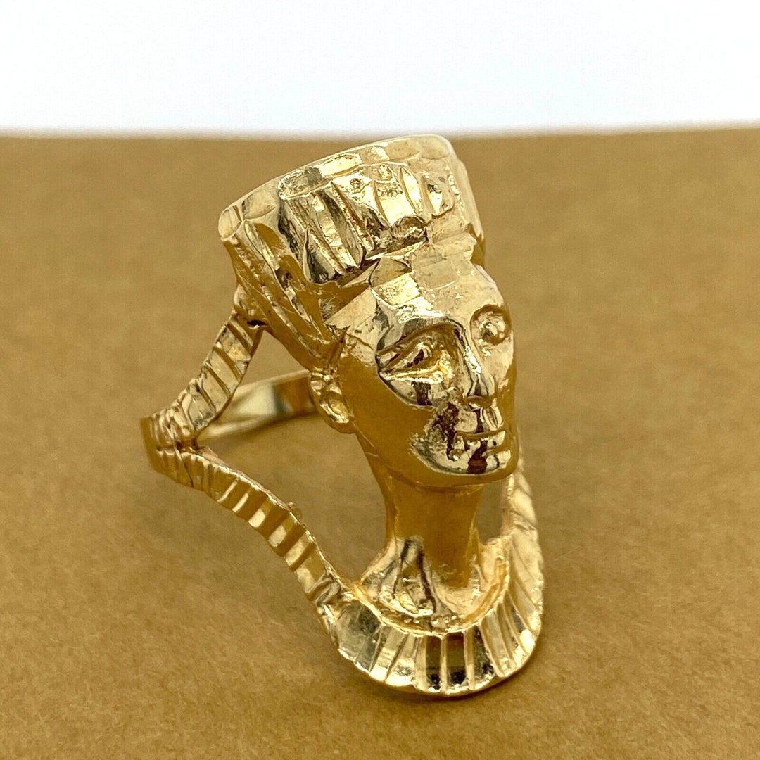 Solid Gold Egyptian Pharaoh Ring, Personalizable Royal Pharaoh Ring ...