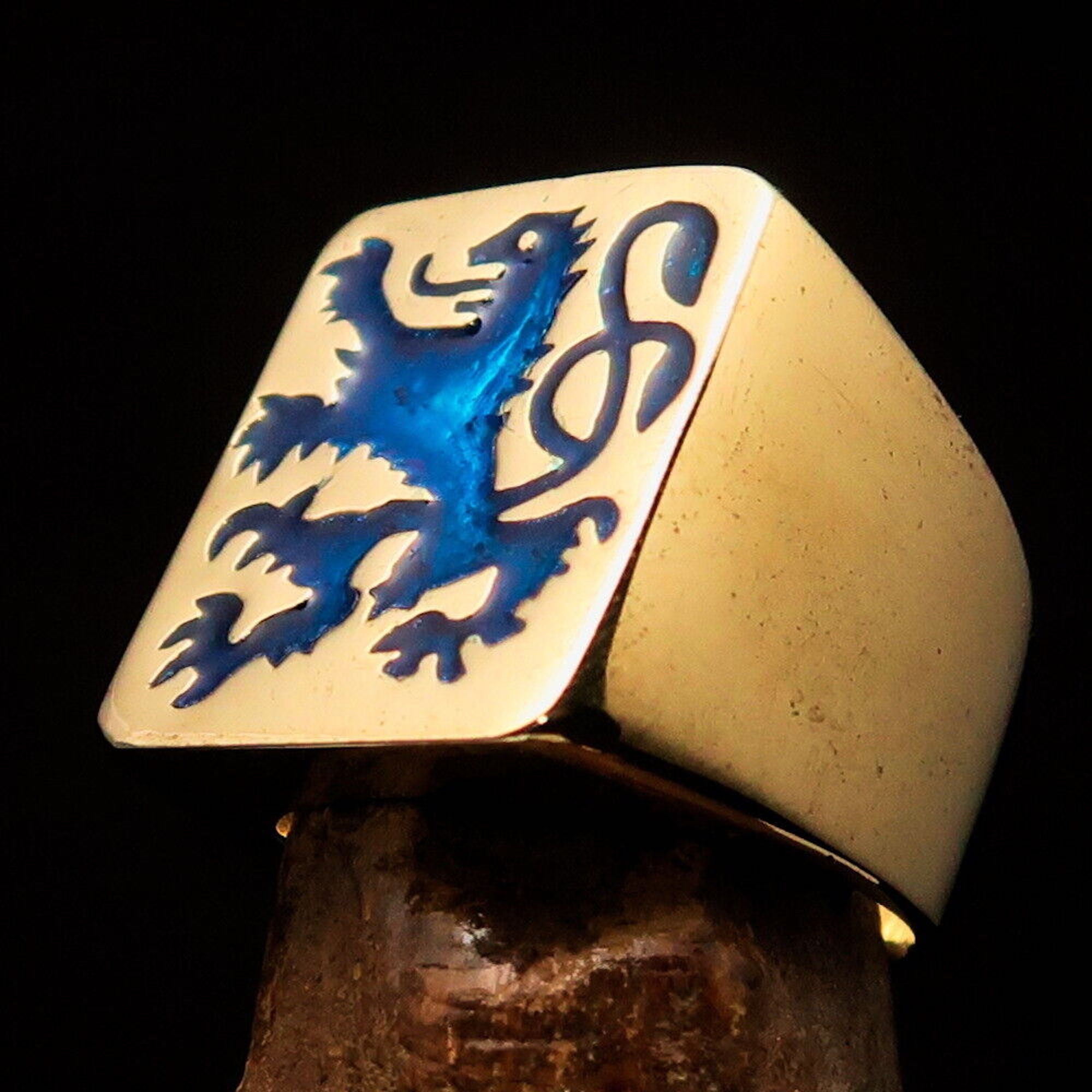 Solid Gold Rampant Lion Ring Scottish Coat of Arms Enamel - Etsy