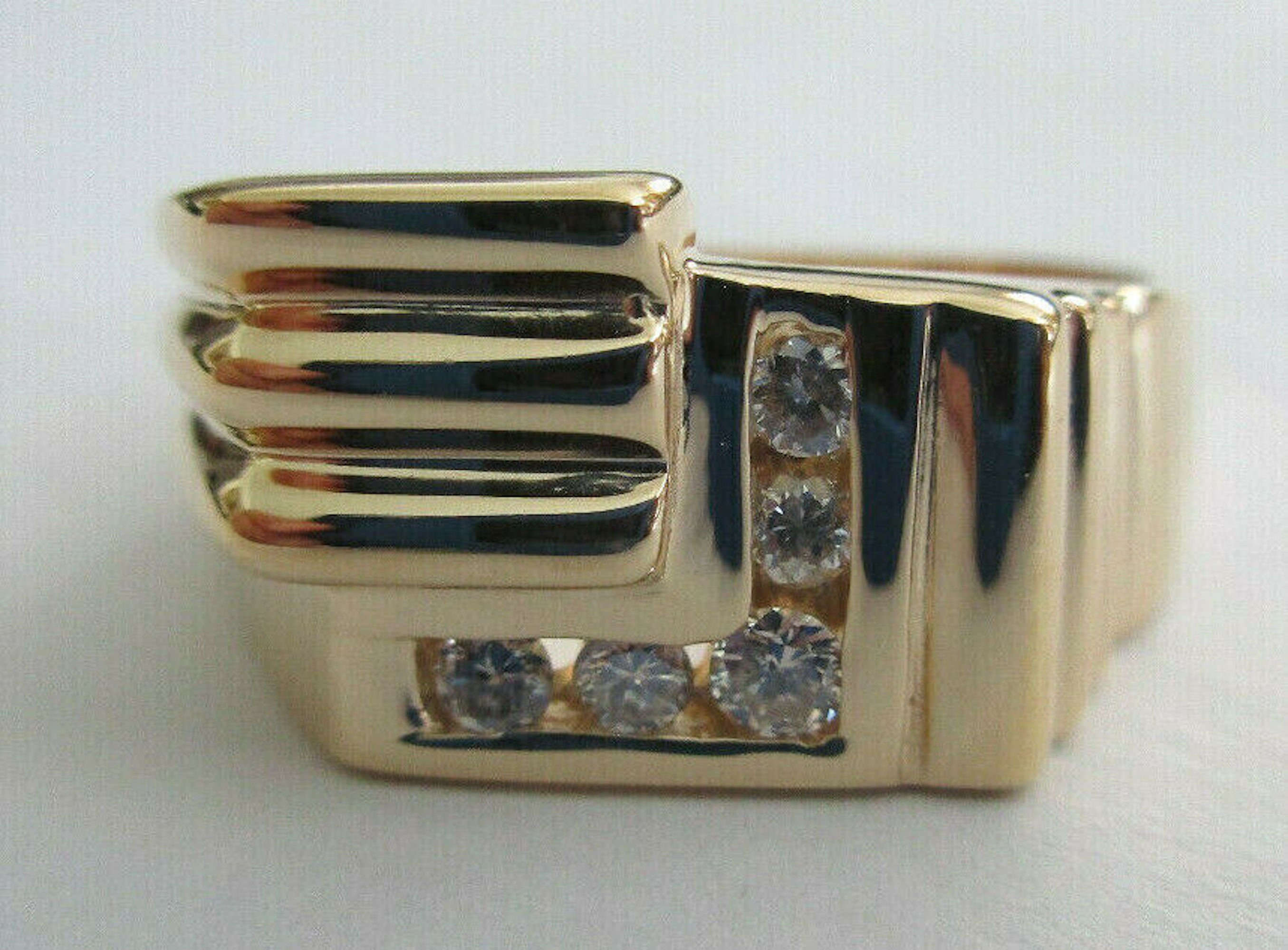 0.5ct Diamond Men's Signet Ring Personalizable Grooved - Etsy