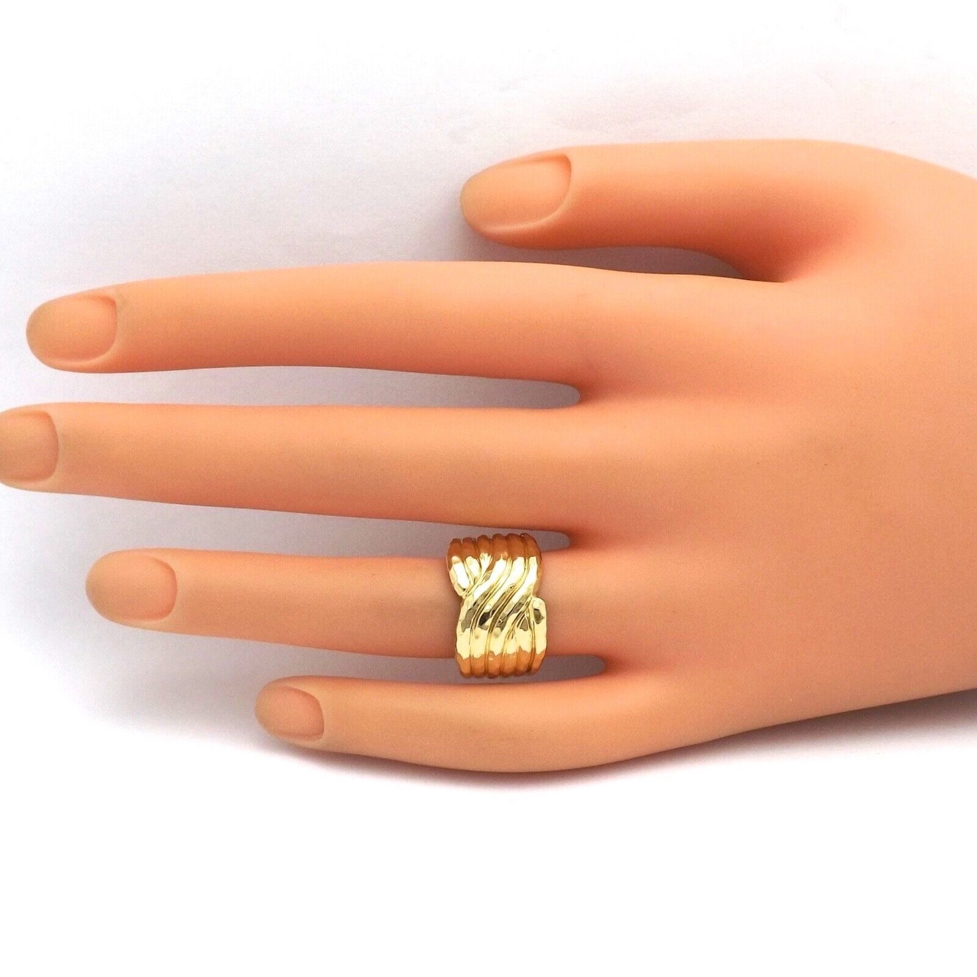 Solid Gold Hammered Curve Ring Personalizable Textured Ring - Etsy