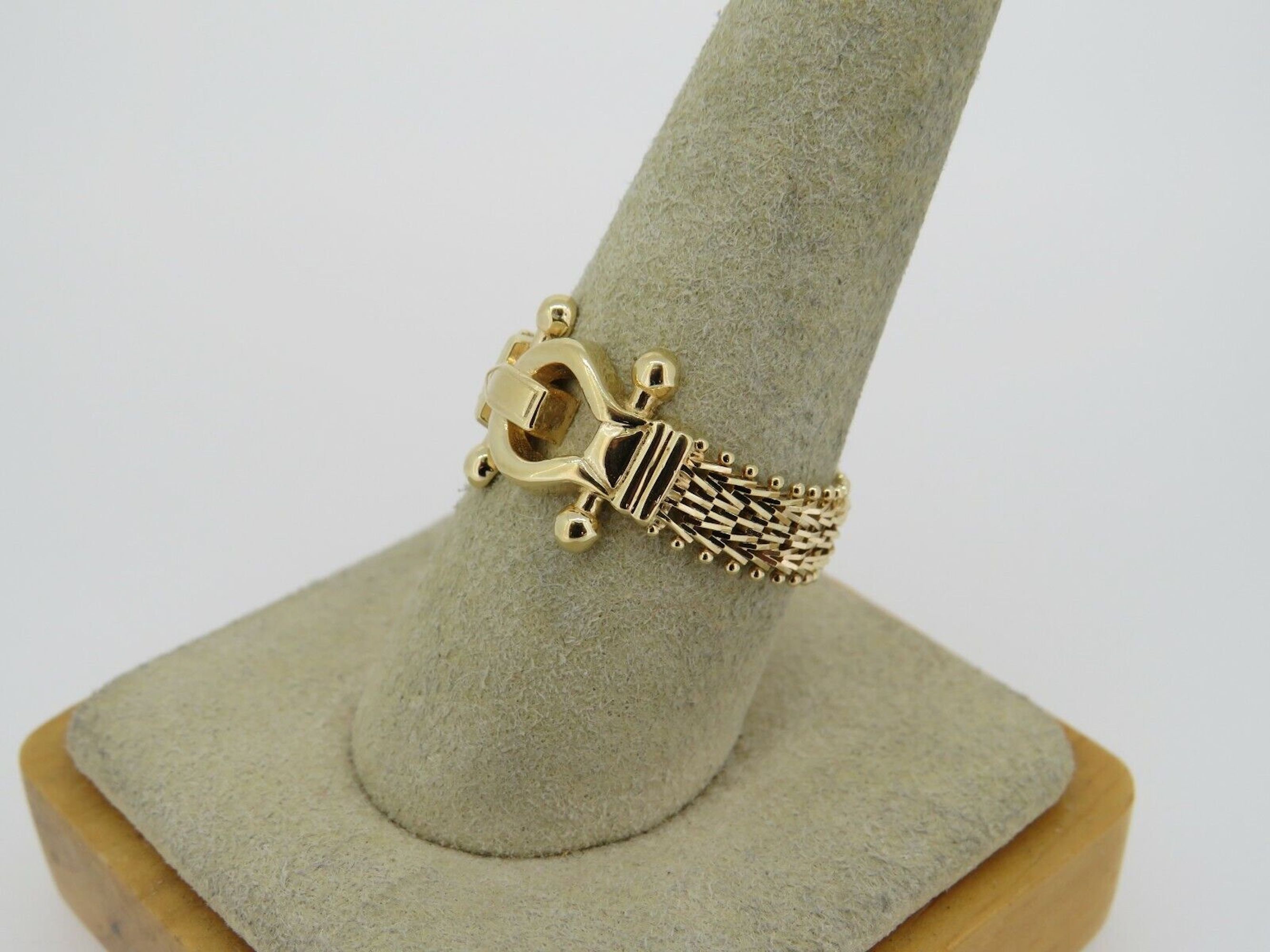 Solid Gold Riccio Mesh Buckle Ring, Personalizable Belt Buckle Ring ...