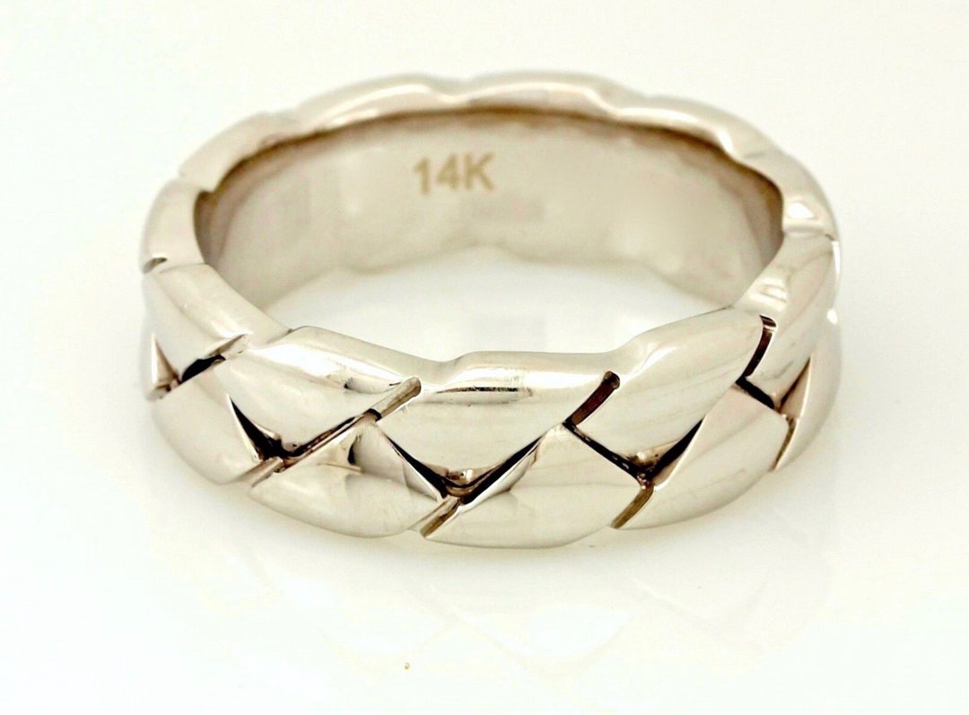 Solid Gold Woven Basket Band, Personalizable Chunky Woven Band, Thick ...