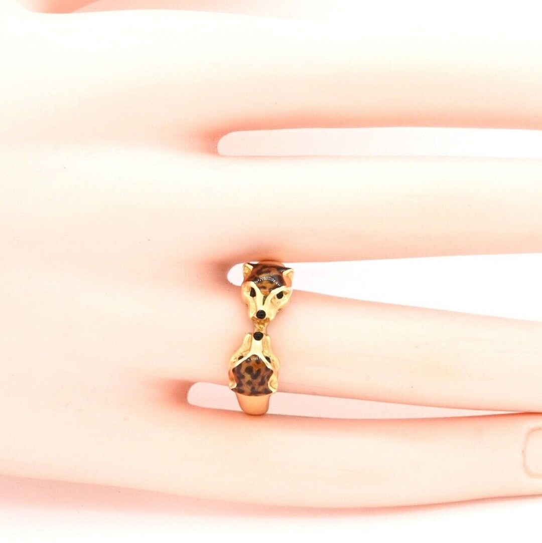 Solid Gold Enameled Panther Ring, Personalizable Jaguar Ring, Leopard ...