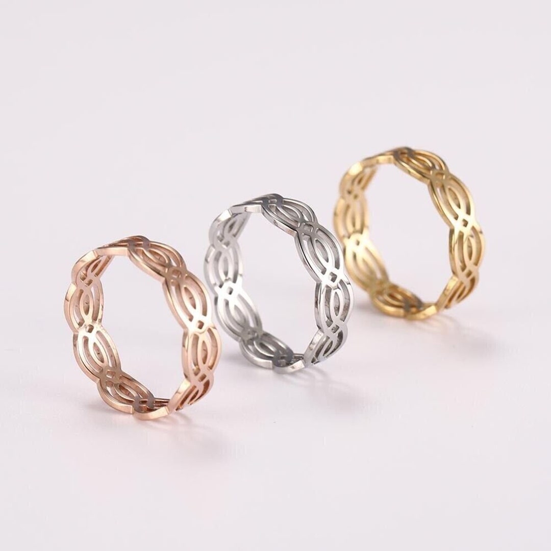 Solid Gold Infinity Loop Ring, Cut Out Geometric Ring, Eternity Ring ...
