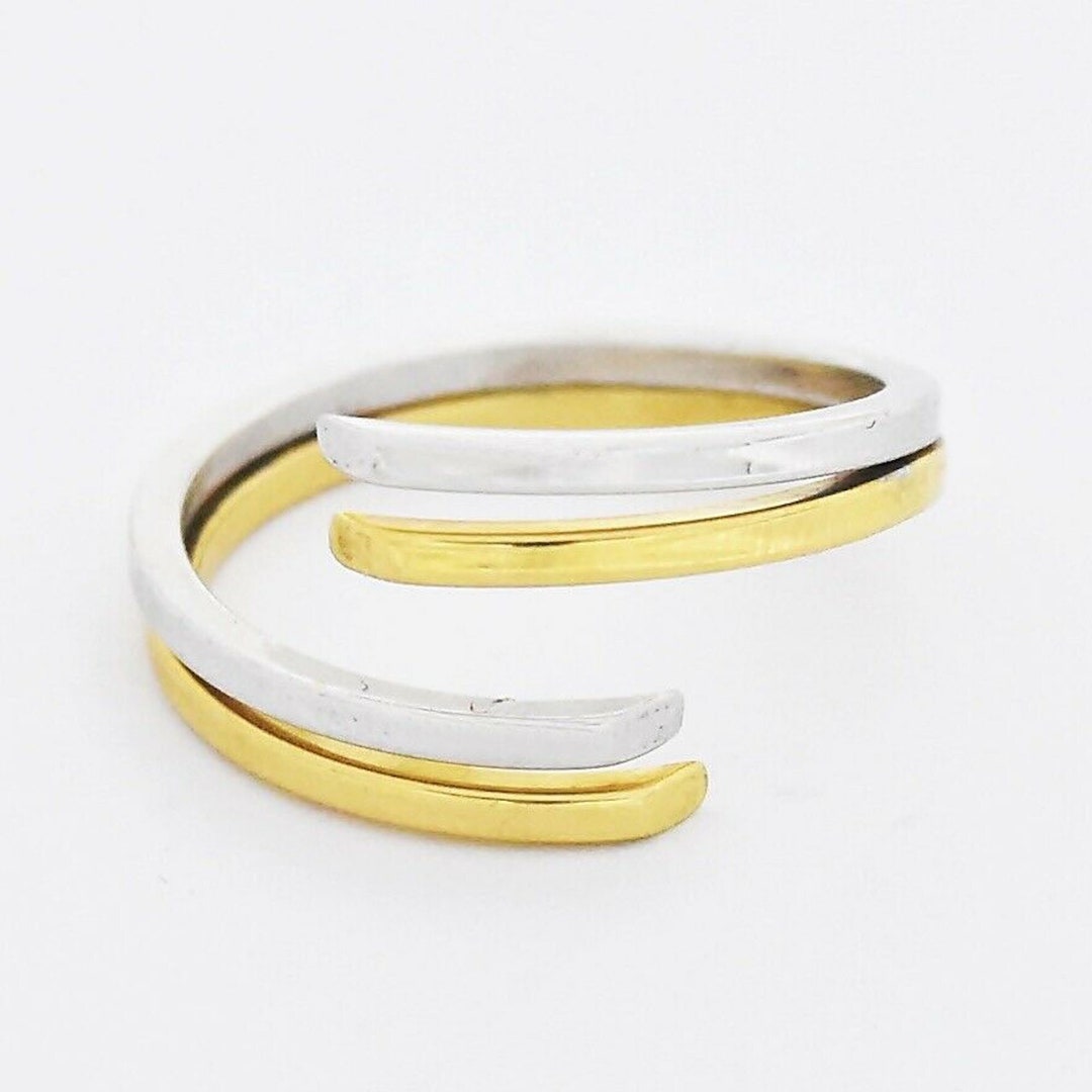 Solid Gold 2 Layer Wrap Ring, Personalized Dainty Ring, Minimalist Open ...