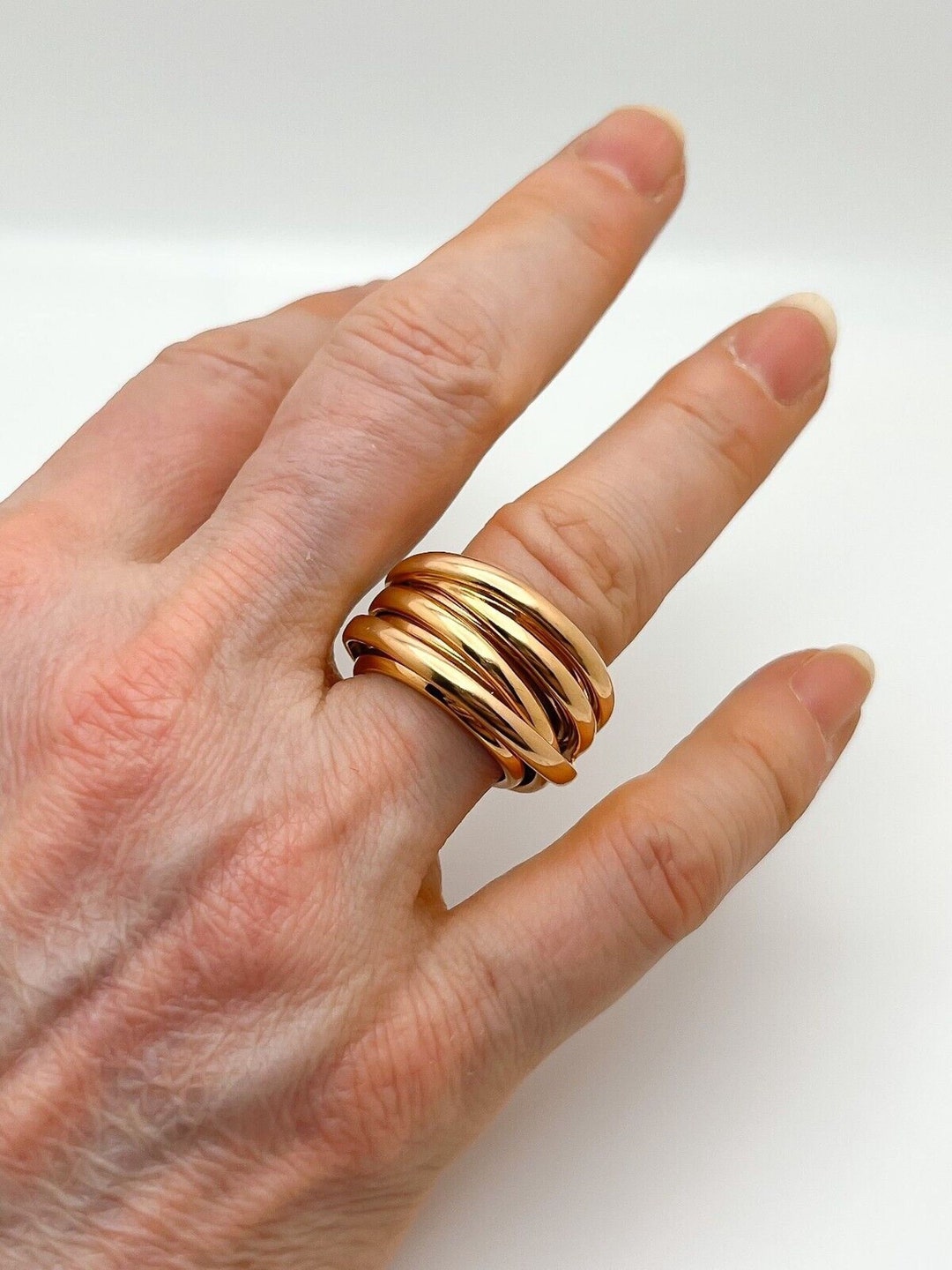 Solid Gold Infinite Loop Ring, Personalizable Geometric Ring, Chunky ...