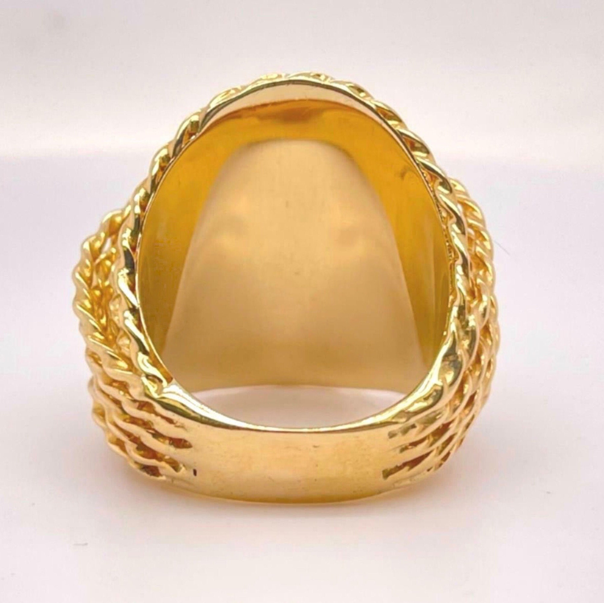 Solid Gold Wide Cigar Band Ring Personalizable Twisted Wire - Etsy