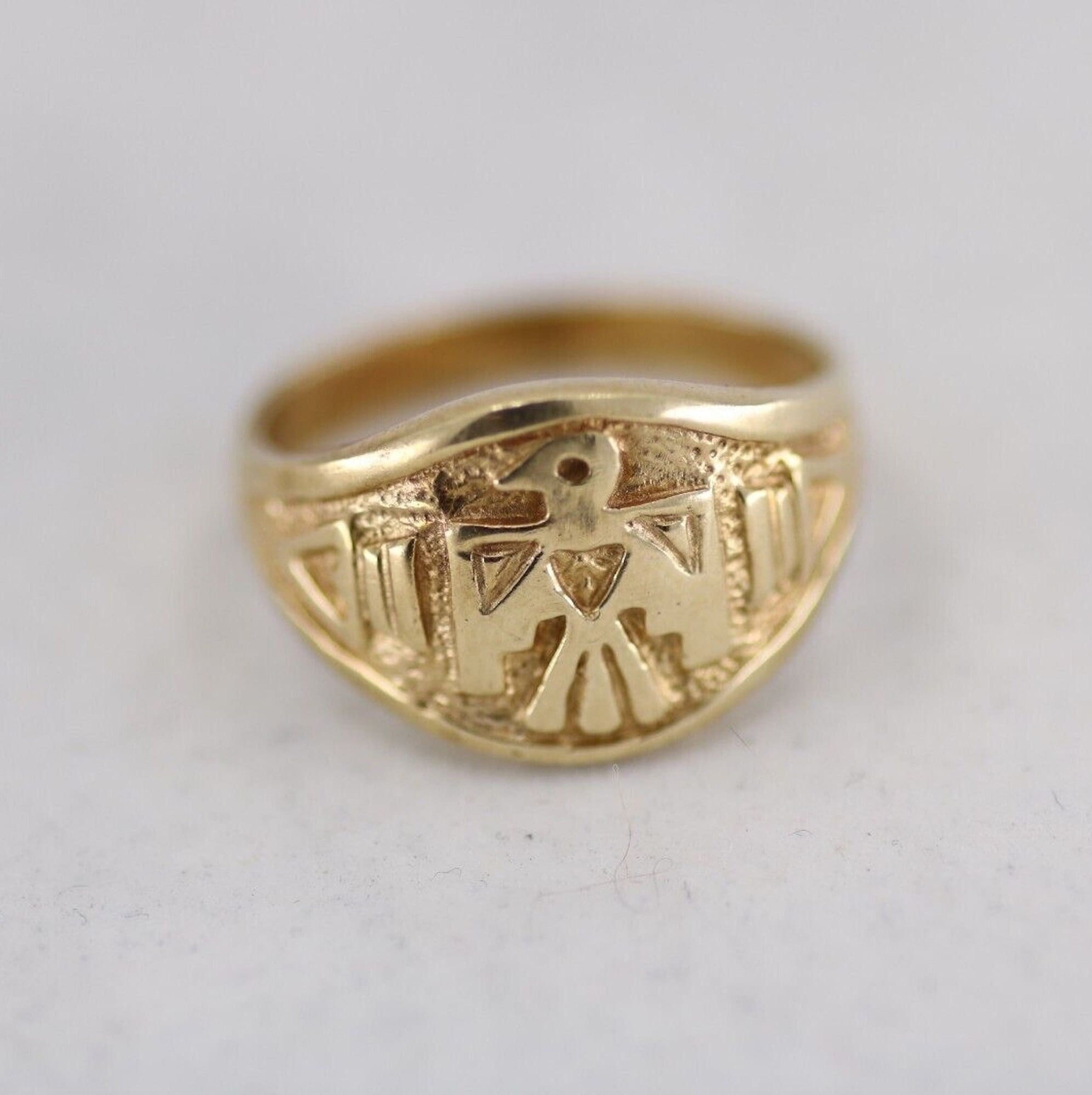 Solid Gold Eagle Signet Ring, Personalized Pinky Ring, Bald Eagle Motif ...
