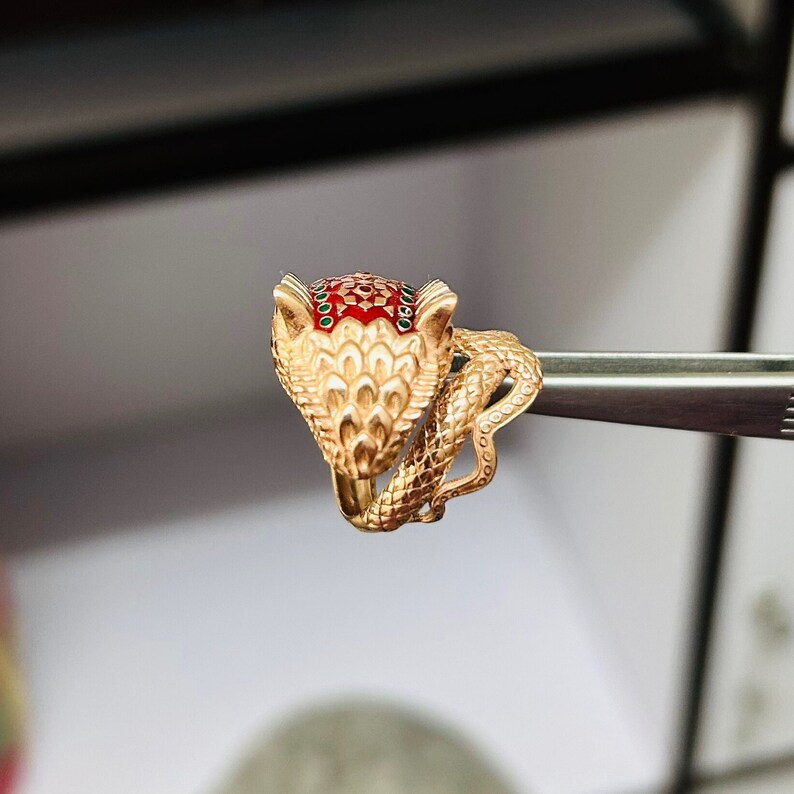 Solid Gold Snake Wrap Ring Enamel Cobra Ring Serpent Ring - Etsy