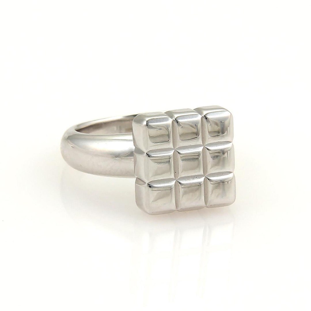 Solid Gold Cube Spinner Ring, Personalized Chunky Geometric Ring, Heavy ...