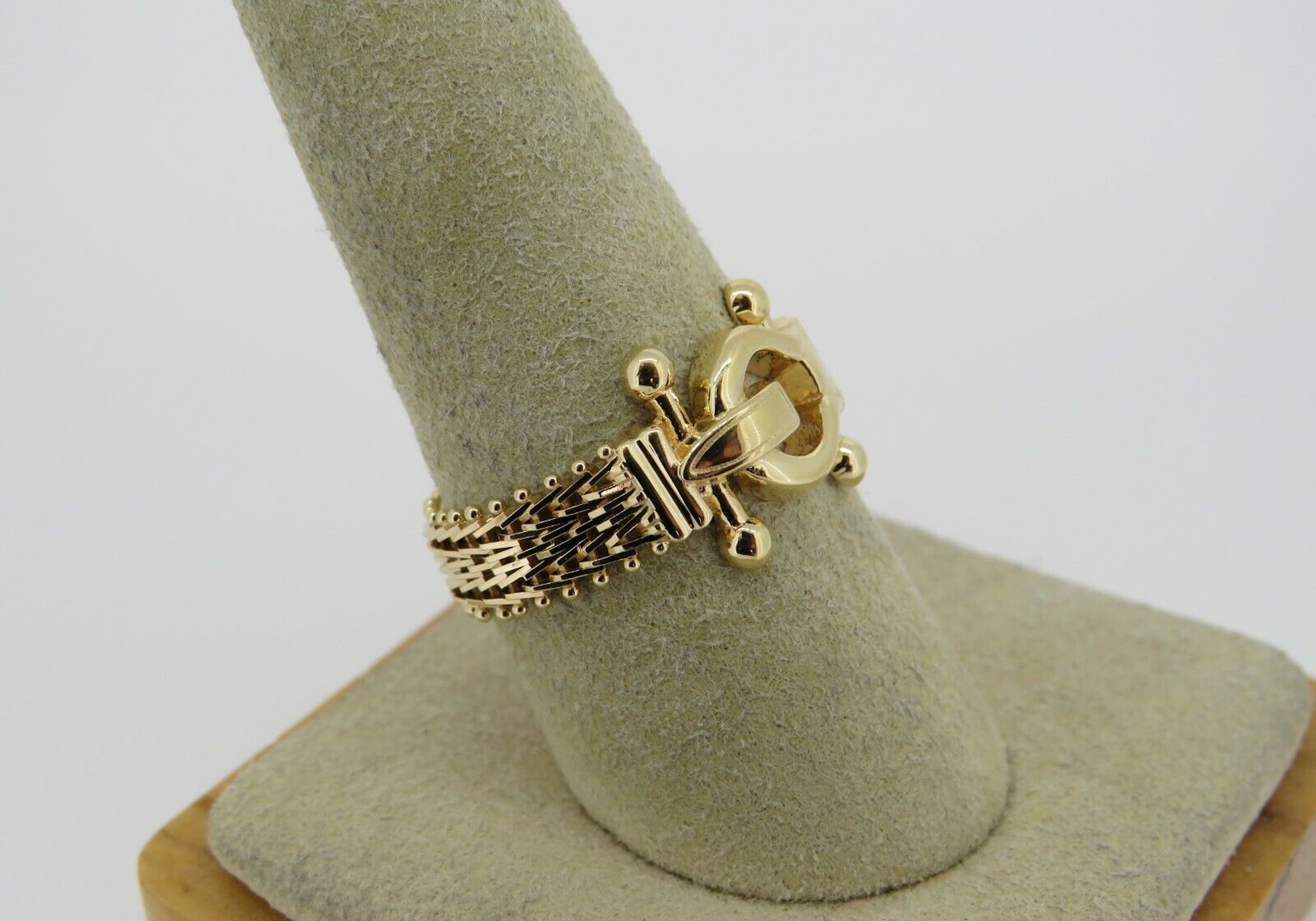 Solid Gold Riccio Mesh Buckle Ring, Personalizable Belt Buckle Ring ...