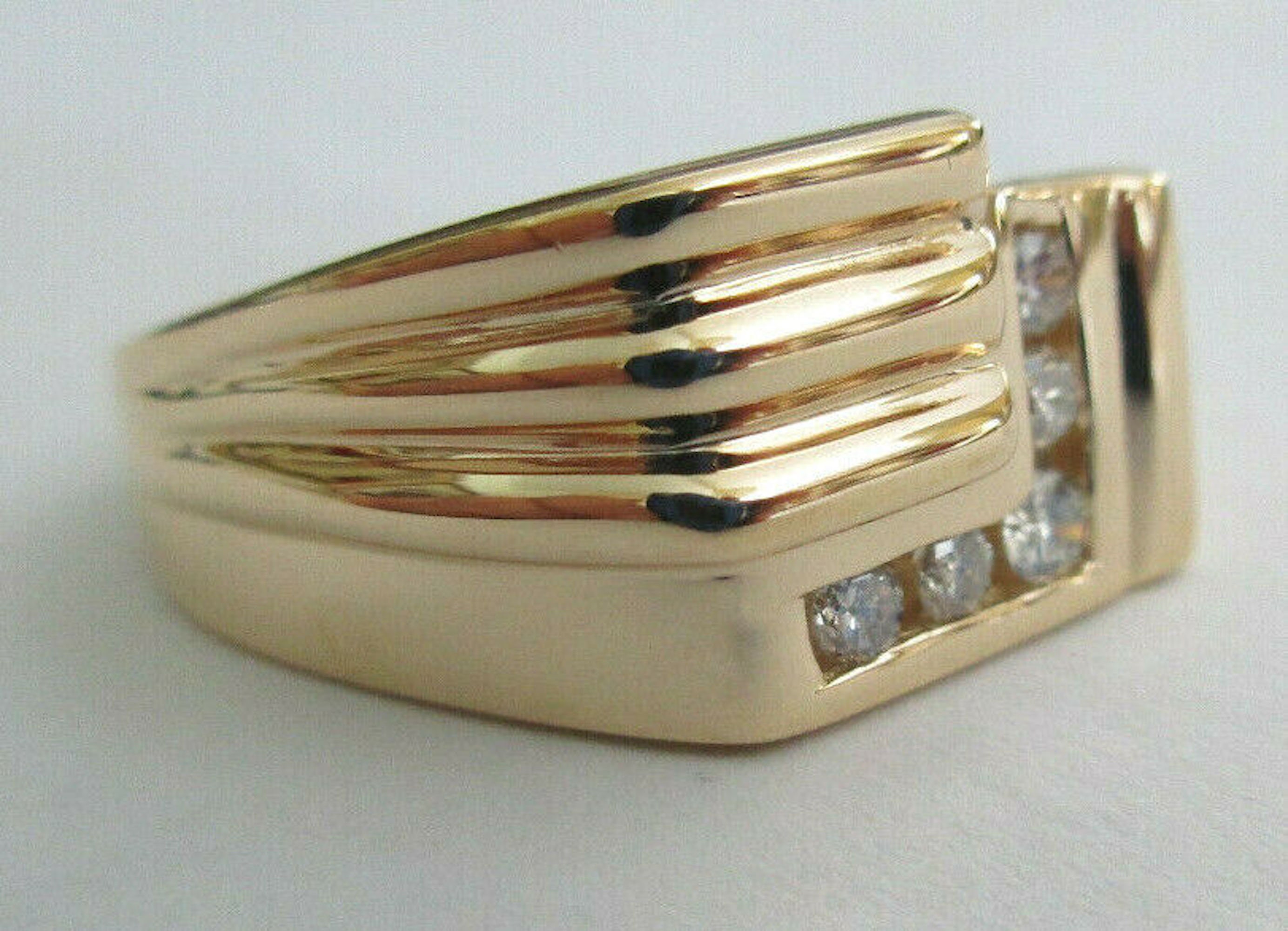 0.5ct Diamond Men's Signet Ring Personalizable Grooved - Etsy