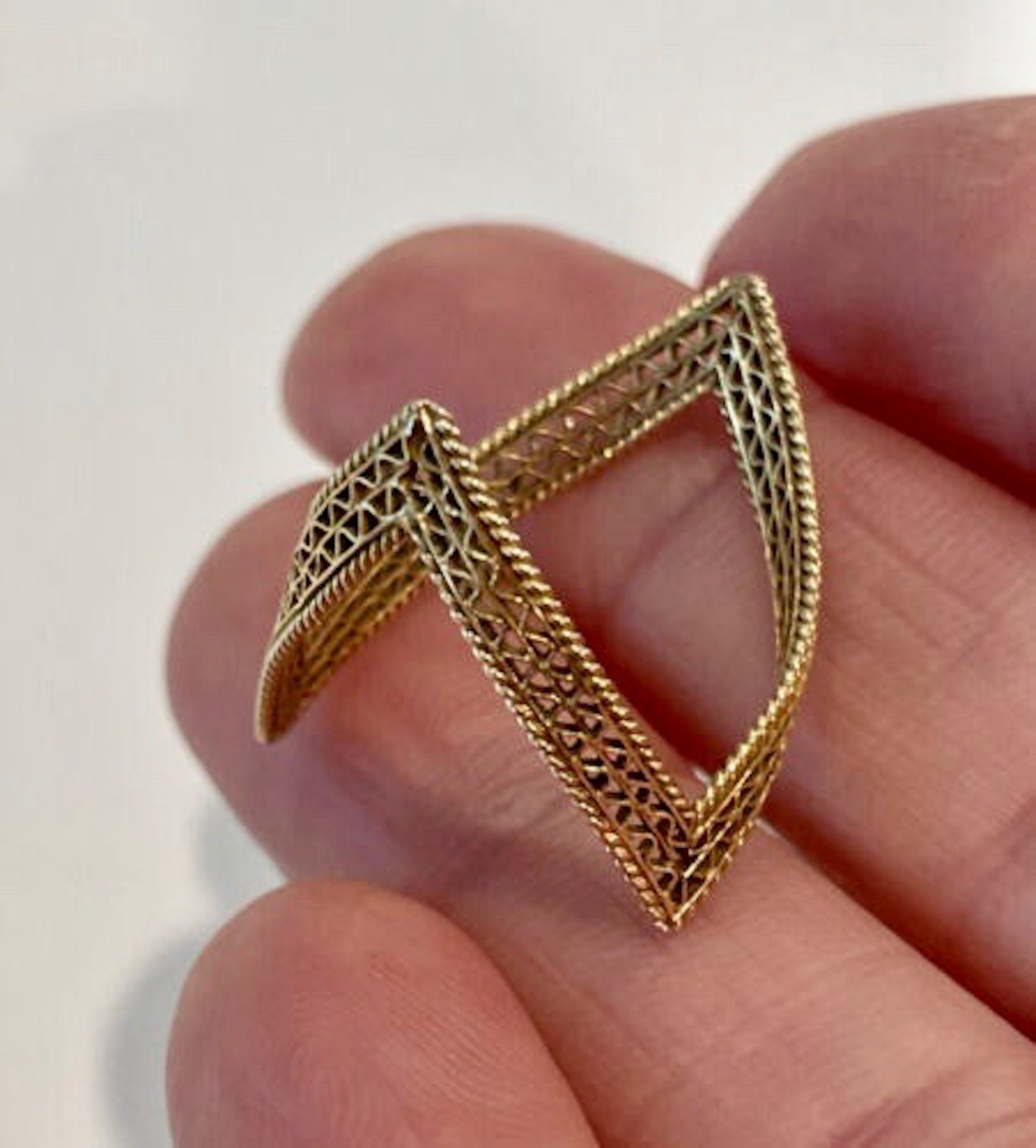 Solid Gold Filigree Wishbone V Ring Personalized Celtic Ring - Etsy