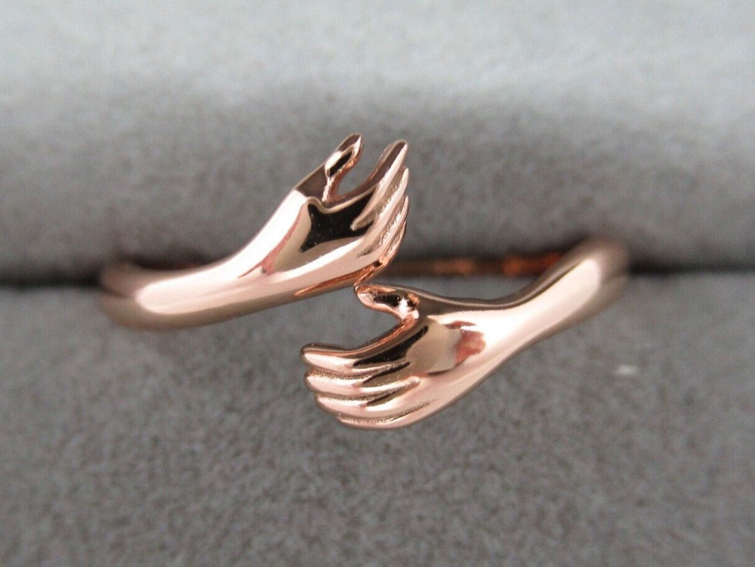 Solid Gold Hug Wrap Ring, Personalized Adjustable Ring, Couple Promise ...