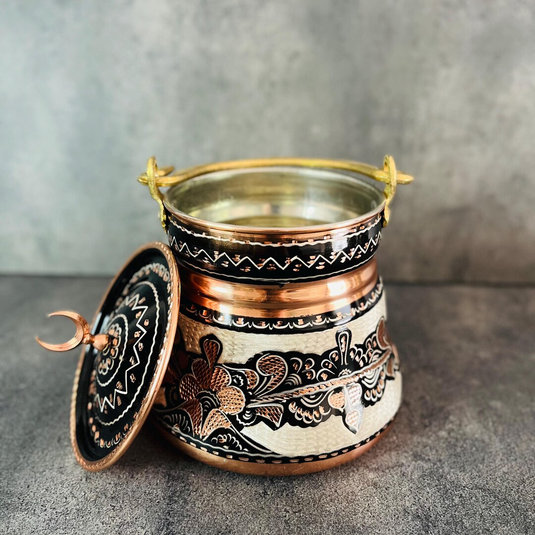 Handmade Copper Bucket: Turkish Yoghurt Pot, Decorative Storage ...