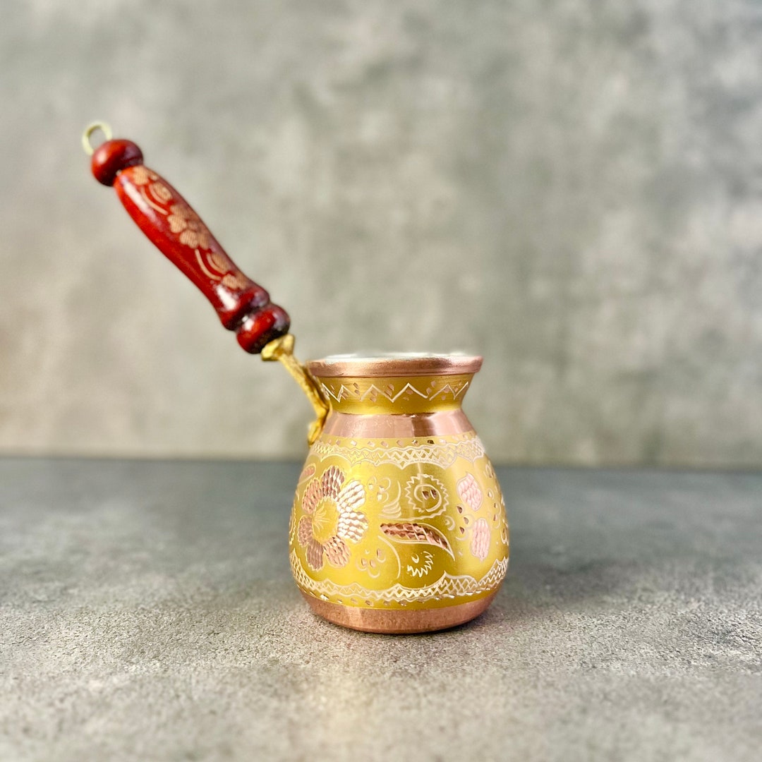 Stovetop Coffee Pot, Engraved Solid Copper Turkish Greek Coffee Pot ...