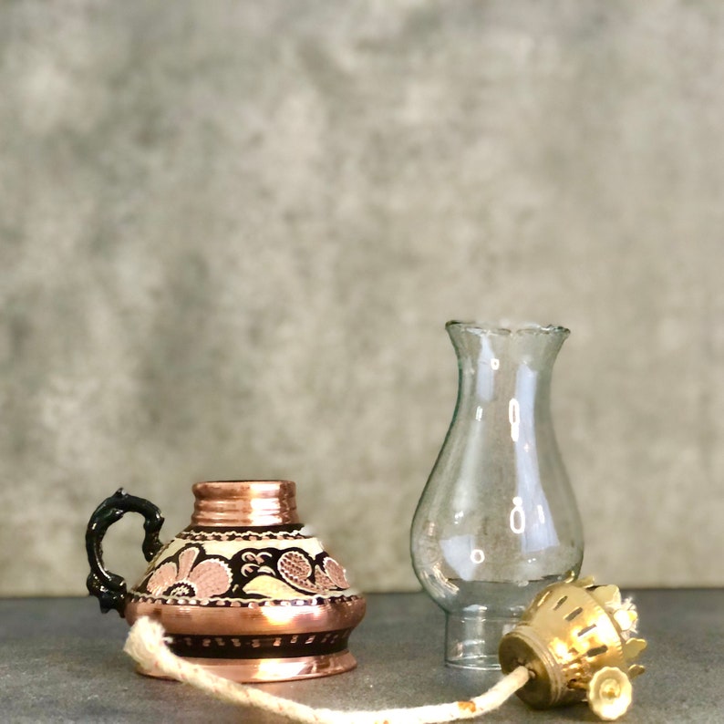 Handmade Copper Oil Lamp: Vintage Turkish Kerosene Lantern - Etsy
