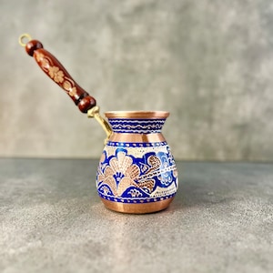 Turkish Coffee Pot, Engraved Solid Copper Turkish Greek Coffee Pot ...